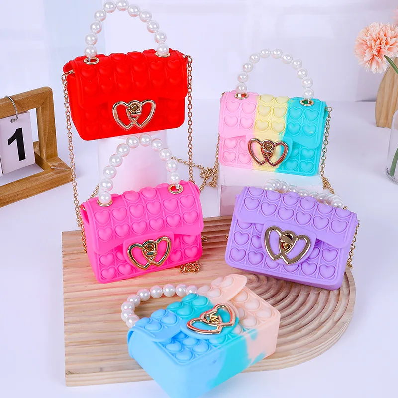 Cute Silicone Jelly Purse Candy Color Fidgeted Bubble Popit Crossbody ...