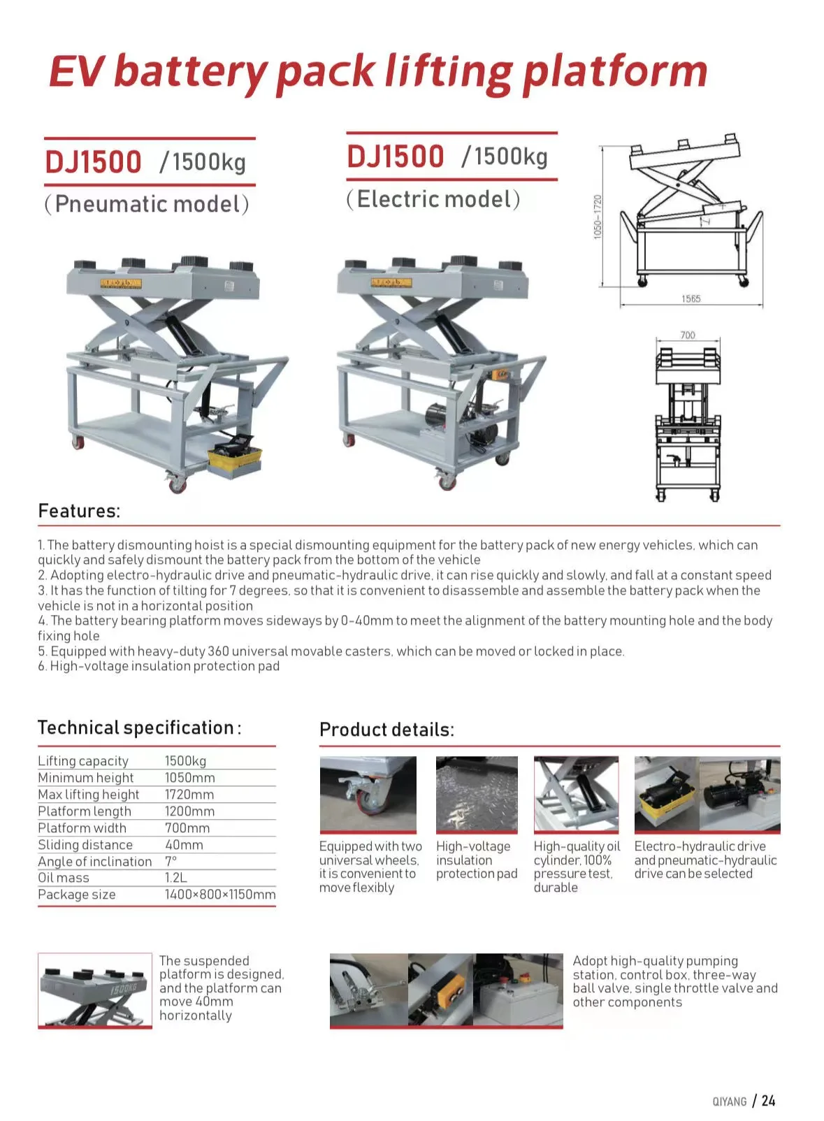 AA4C EV Battery Pack Lifting Platform - 1500kg Capacity