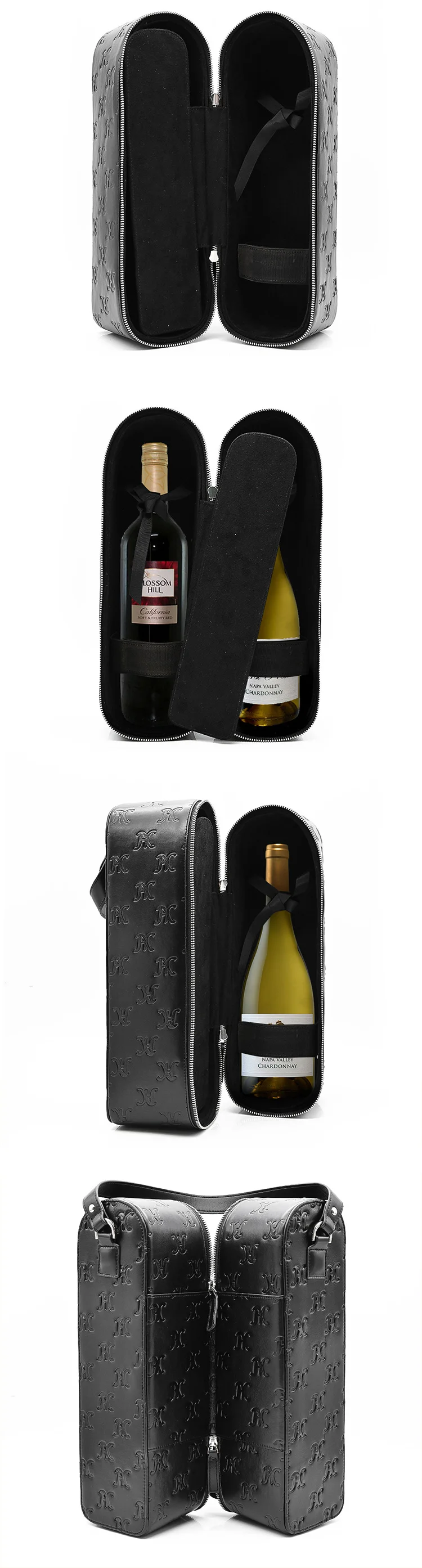 Hand-made Custom Wine Tote Bag - Genuine Leather & Insulated