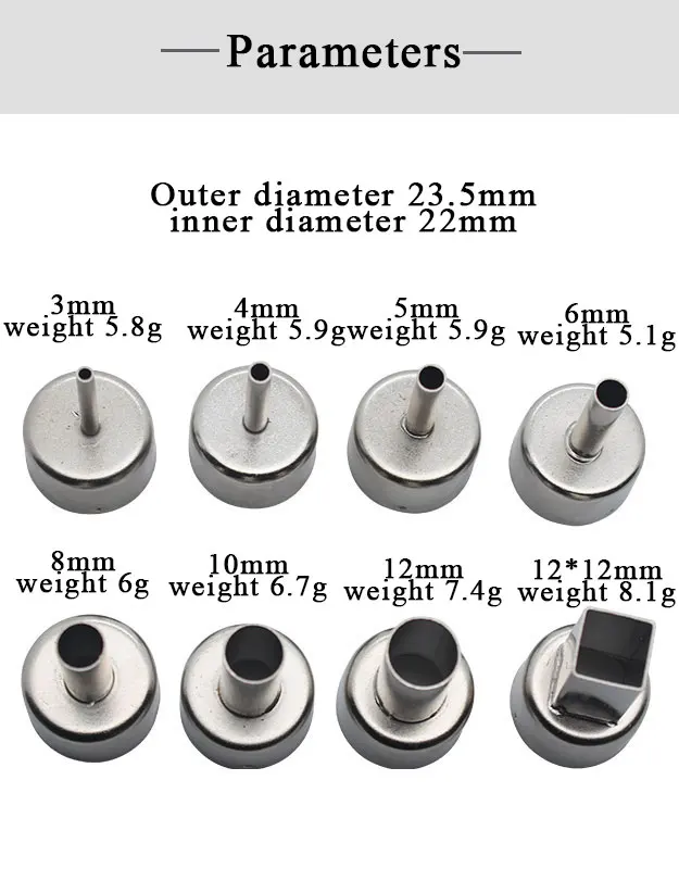 Professional 858 Type Nozzles for Hot Air Guns Welding Set Desoldering ...