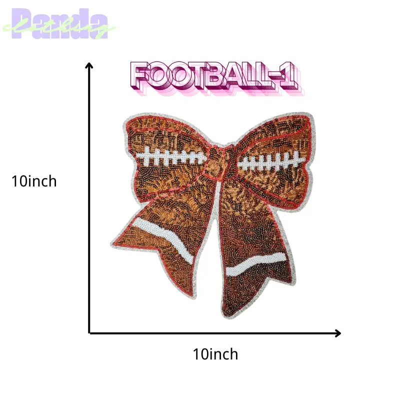 10-Inch Embroidered Sequin Bow Iron-On Patches for Baseball Softball ...