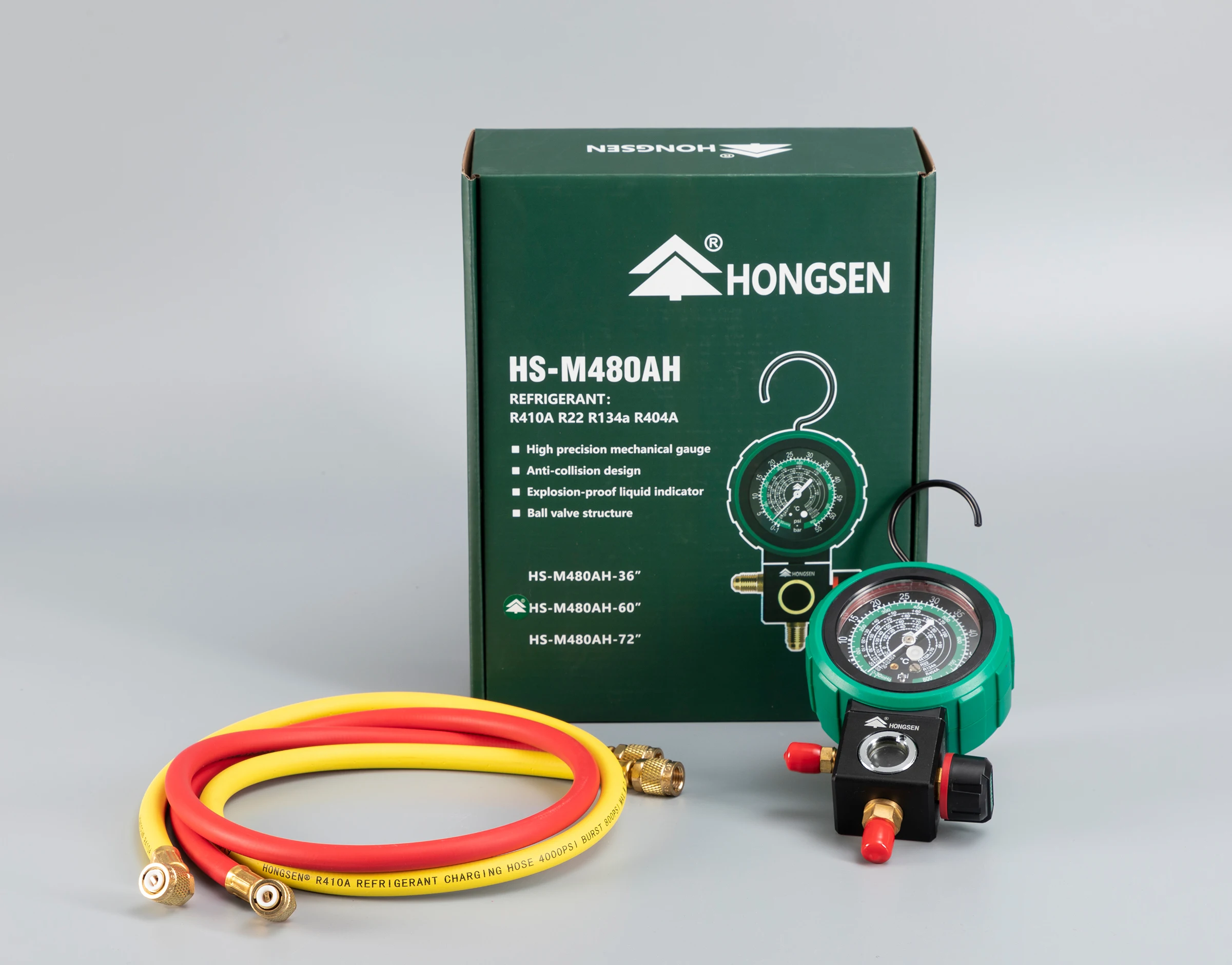 Hongsen R410a R22 R134a R404a High Mechanical Gauge Low Pressure Manifold Gauge With 60 ...