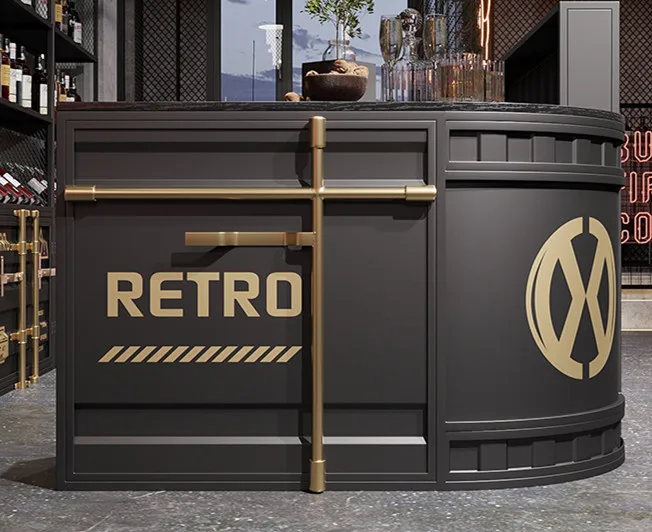 Customized Cash Register Corner Bar Counter Industrial Reception Desk ...