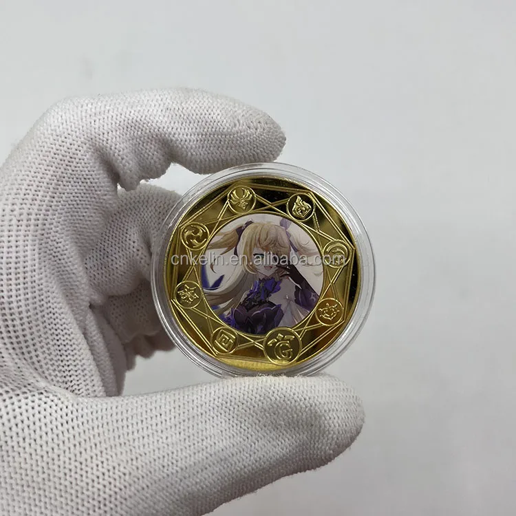 Custom Metal Anime Genshin Impact 24k Gold Plated Coins