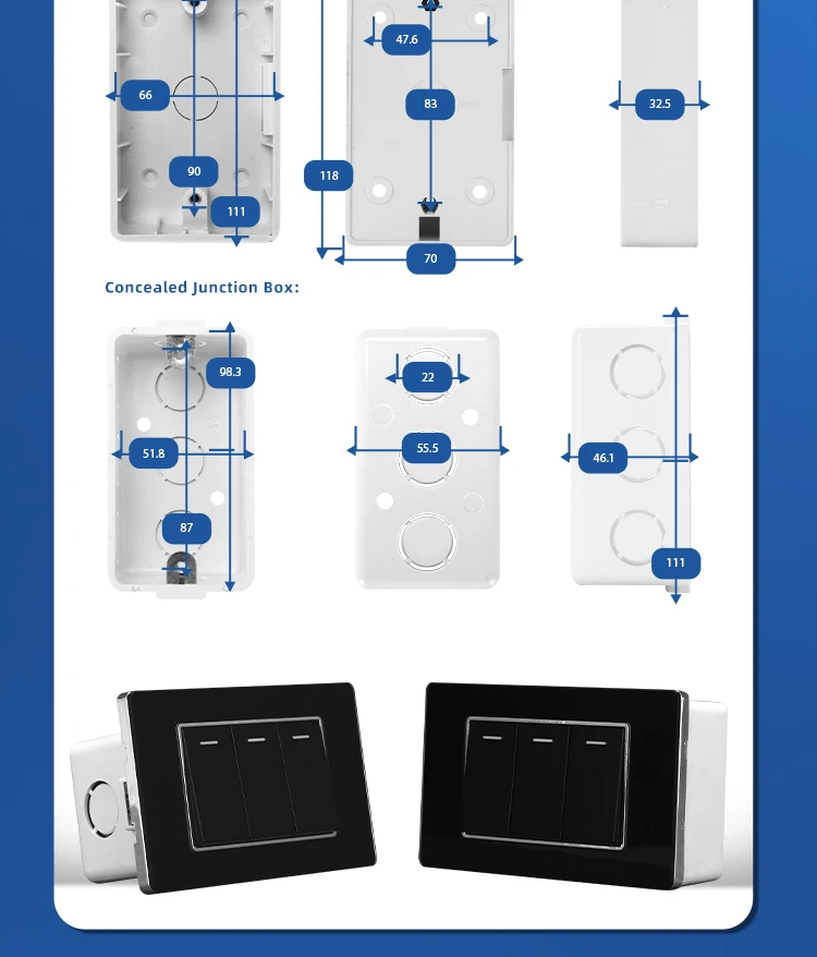 118 Type American Standard Electrical 3 Gang Switch 15A 250V
