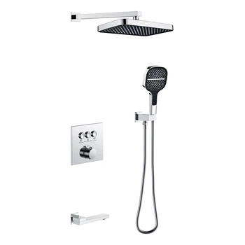 Luxury Rose Gold Shower Mixer Set Bathroom Head 3 In 1 Chrome Shower ...