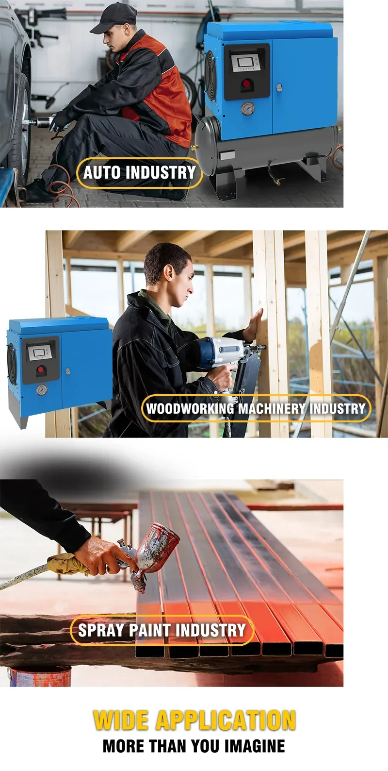 Portable Single Phase Compressors Screw Air Compressor 3.7kw 4.5kw 5 ...