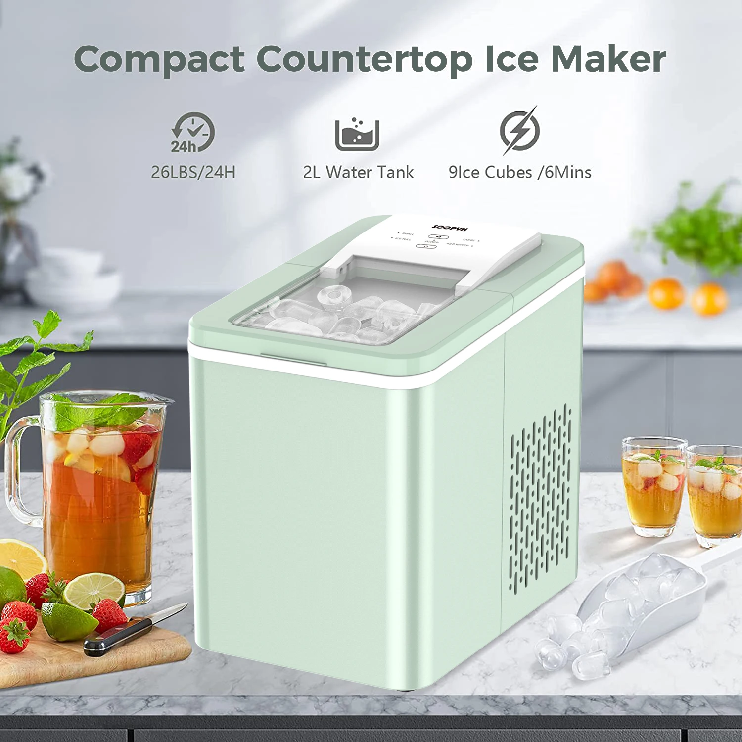 Aquart IC1209 Mini Ice Maker - 12KG Daily Output & Self-cleaning