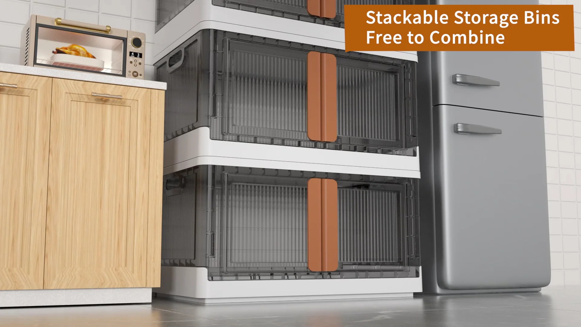 Haixin 19 Gal 3 Packs Plastic Folding Storage Cabinet Plastic Shelves ...