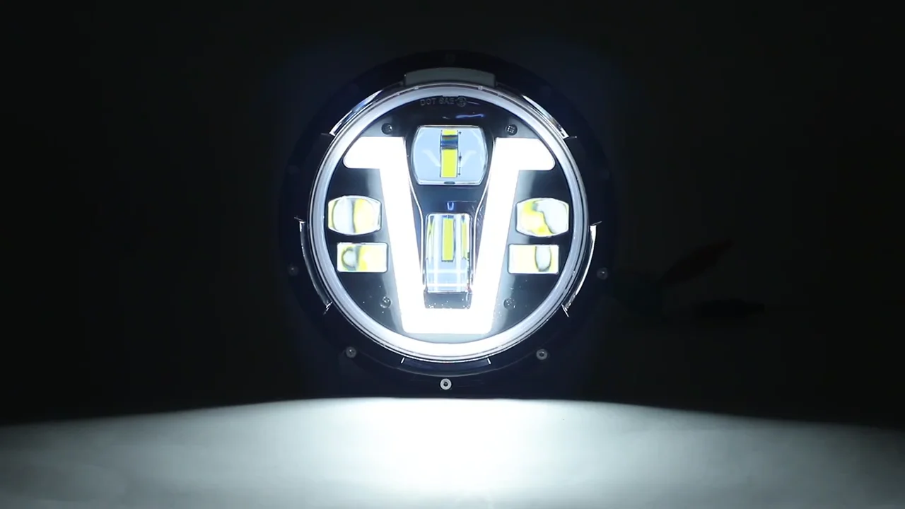 Ovovs V Shape 7 Inch Led Headlight With Halo For Jeep Lada 7" Round ...