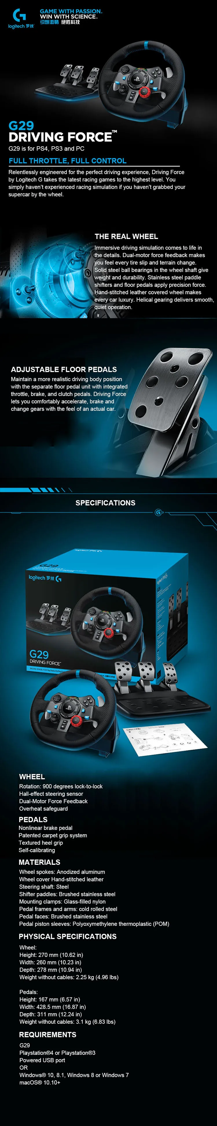 Logitech G29 Driving Force Racing Wheel for Gaming & PC