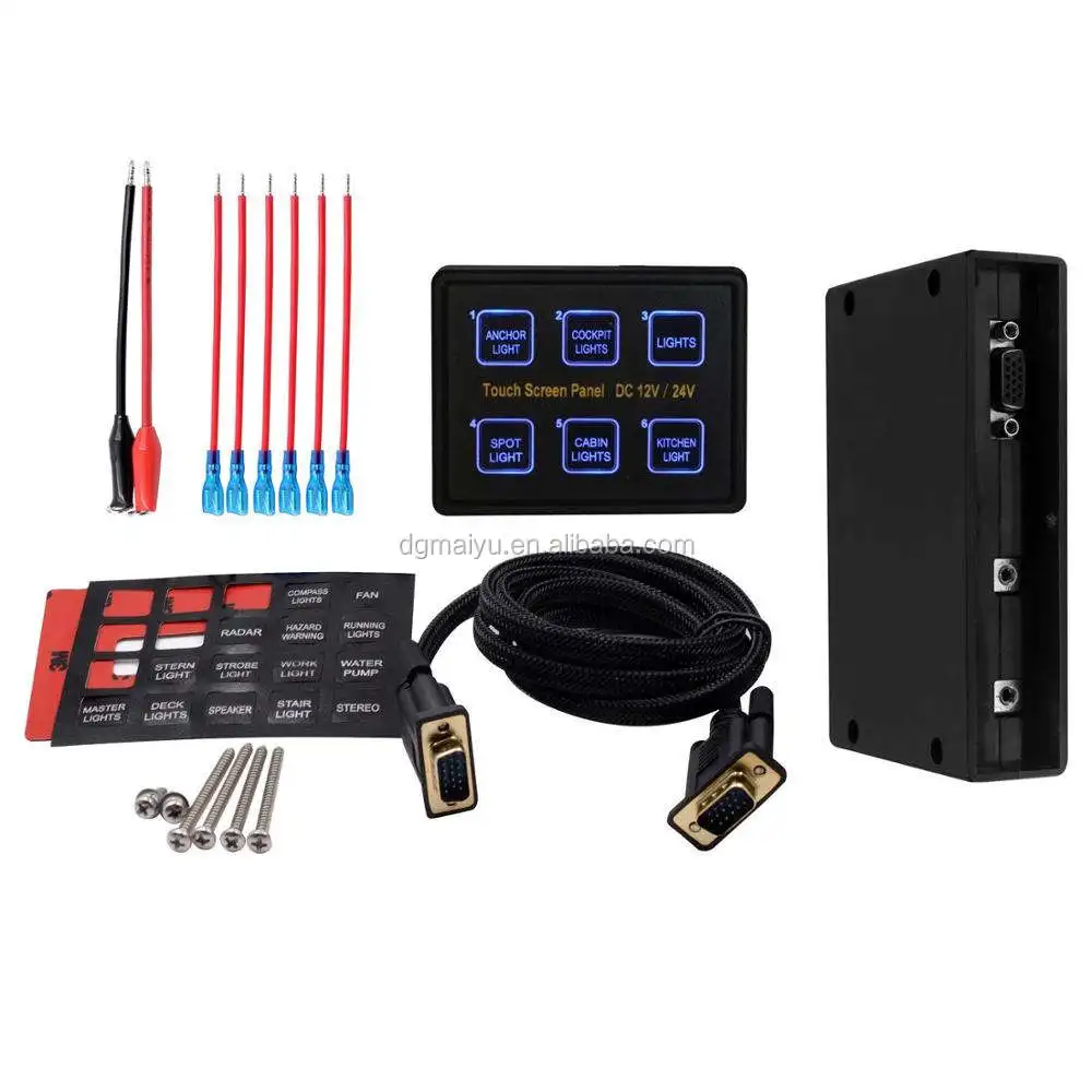 Auto Car Marine DC 12V 6 Gang LED Button Switch Panel