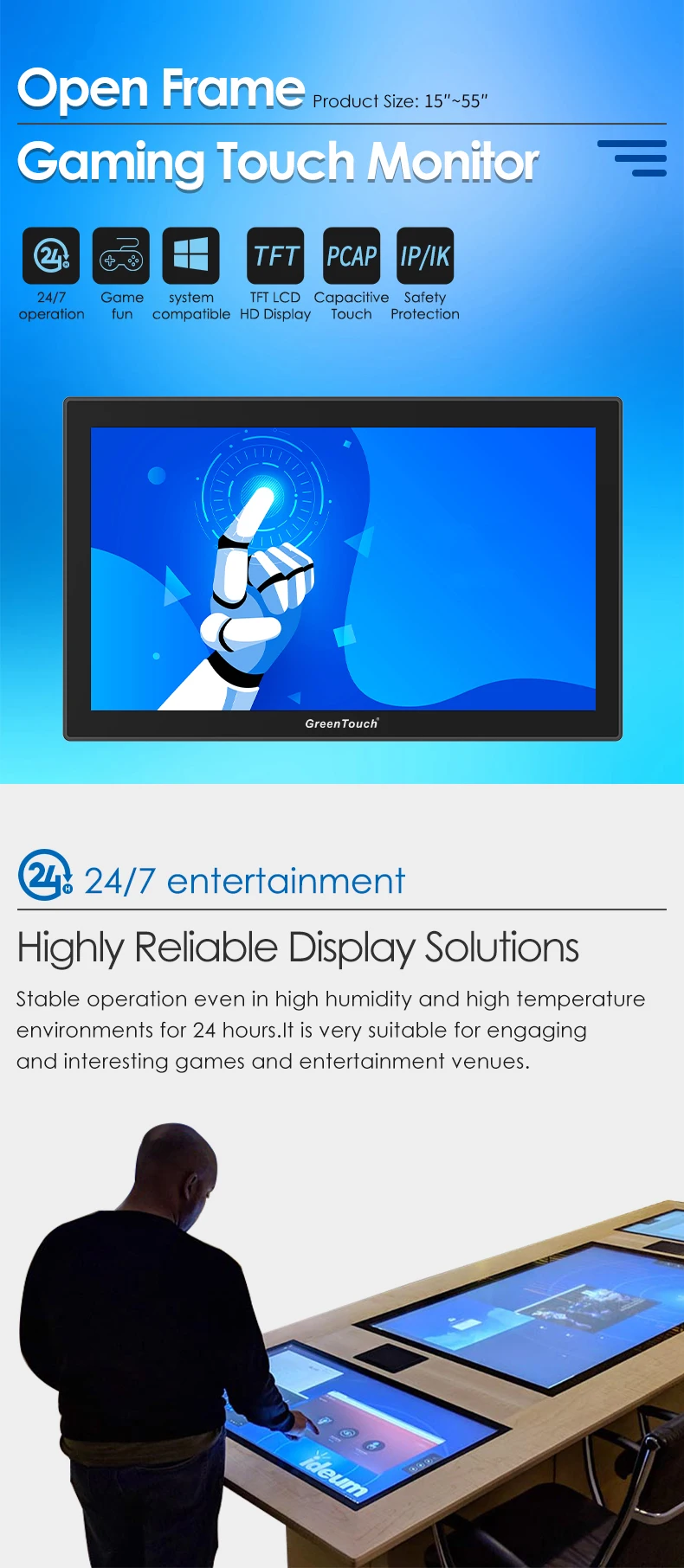 3M System 32 Inch Interactive Touch Screen Monitor for Gaming