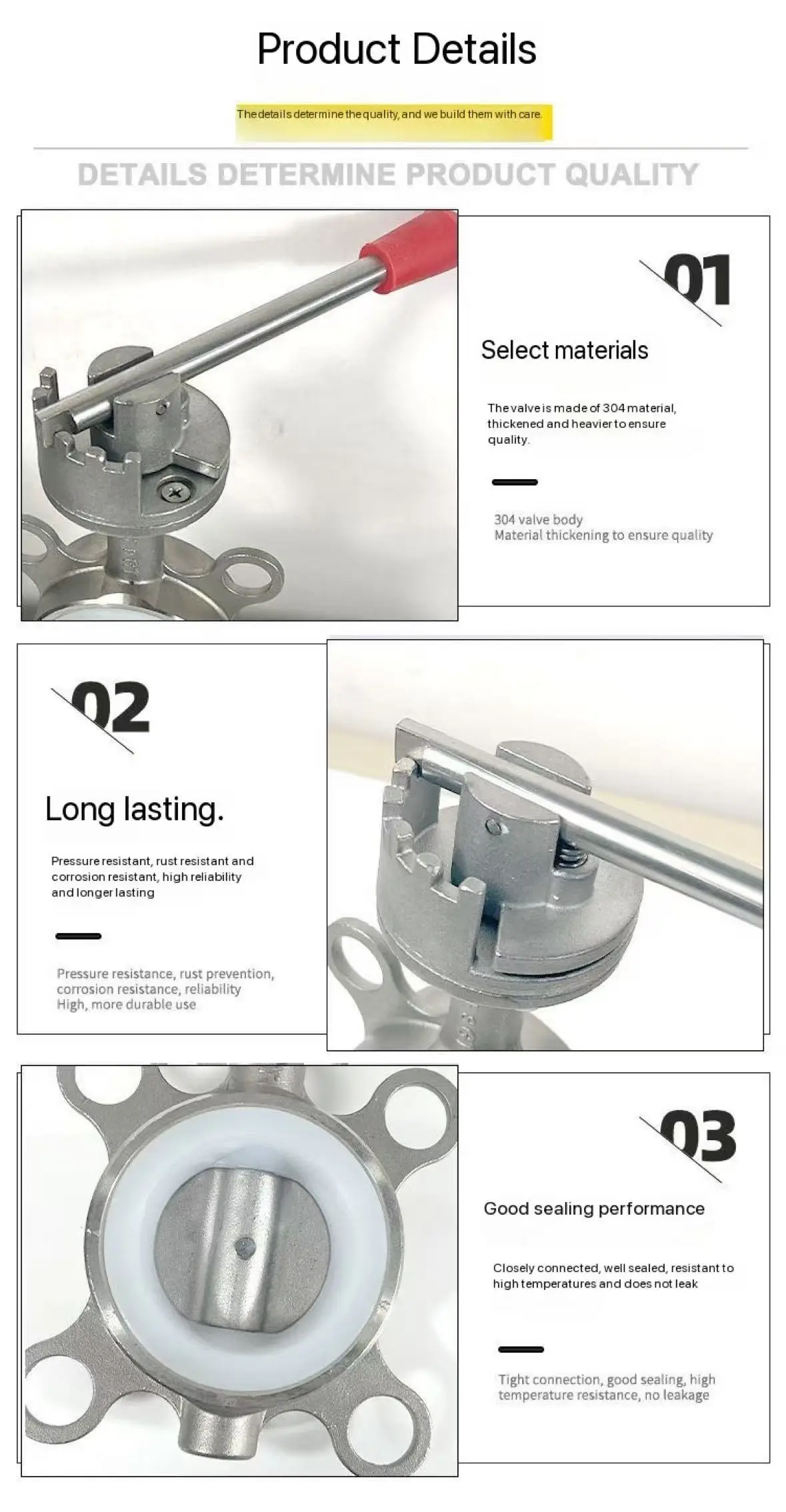 High Pressure Stainless Steel 304/316L Manual Clamp butterfly Valve D71X-16P Fixture for Gas and ...