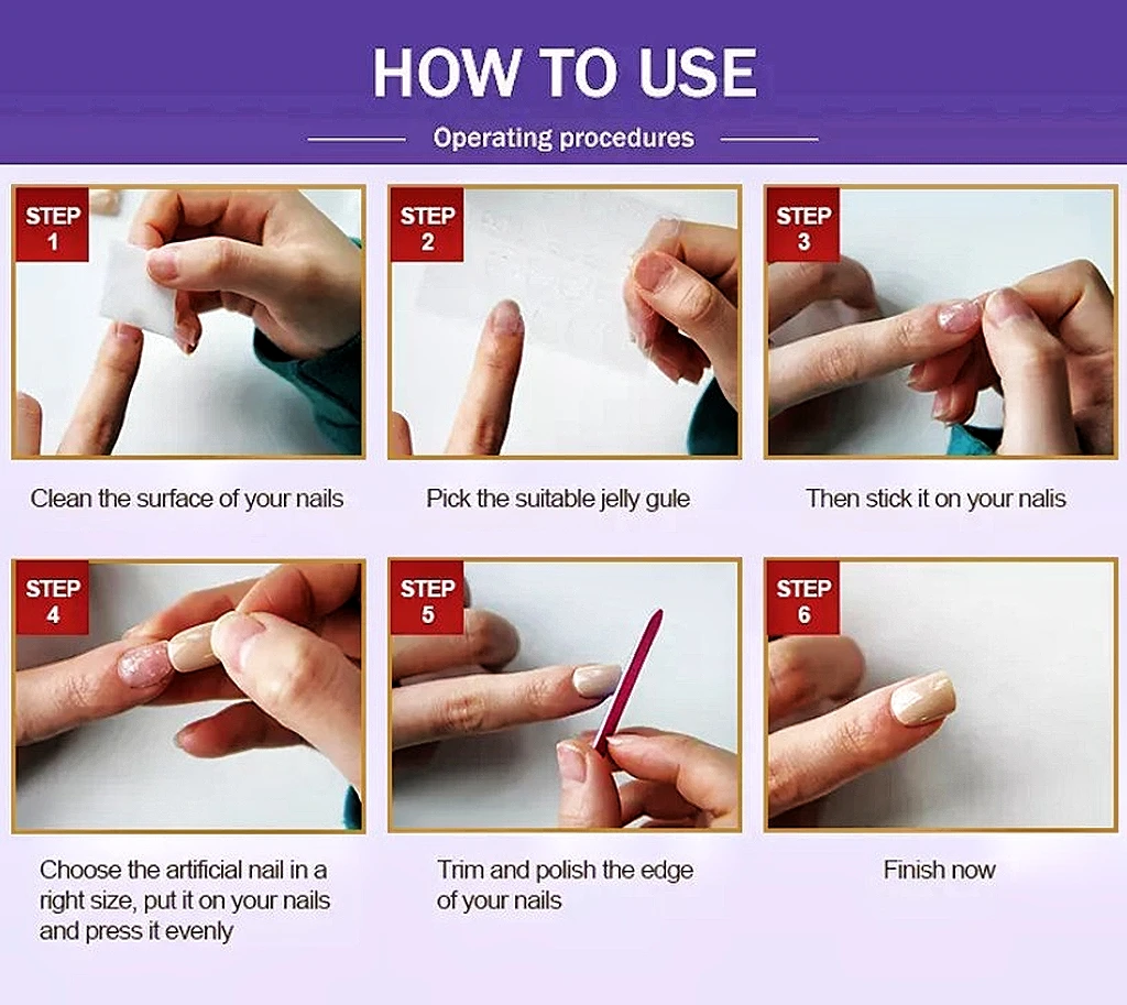 No Trace Artificial Fingernails Acrylic Clear Nail Tips 24pieces Full ...