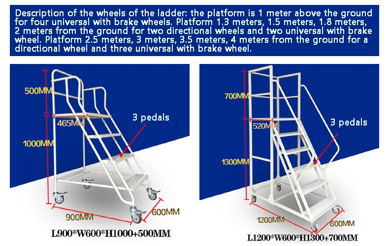 Warehouse Steel Safety Rolling Mobile Platform with Ladder