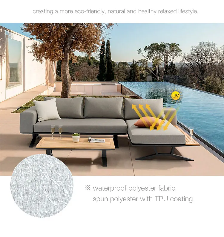 Uland L Shape Couch Lounge Set Outdoor Corner Sofa Set Padio Chair ...