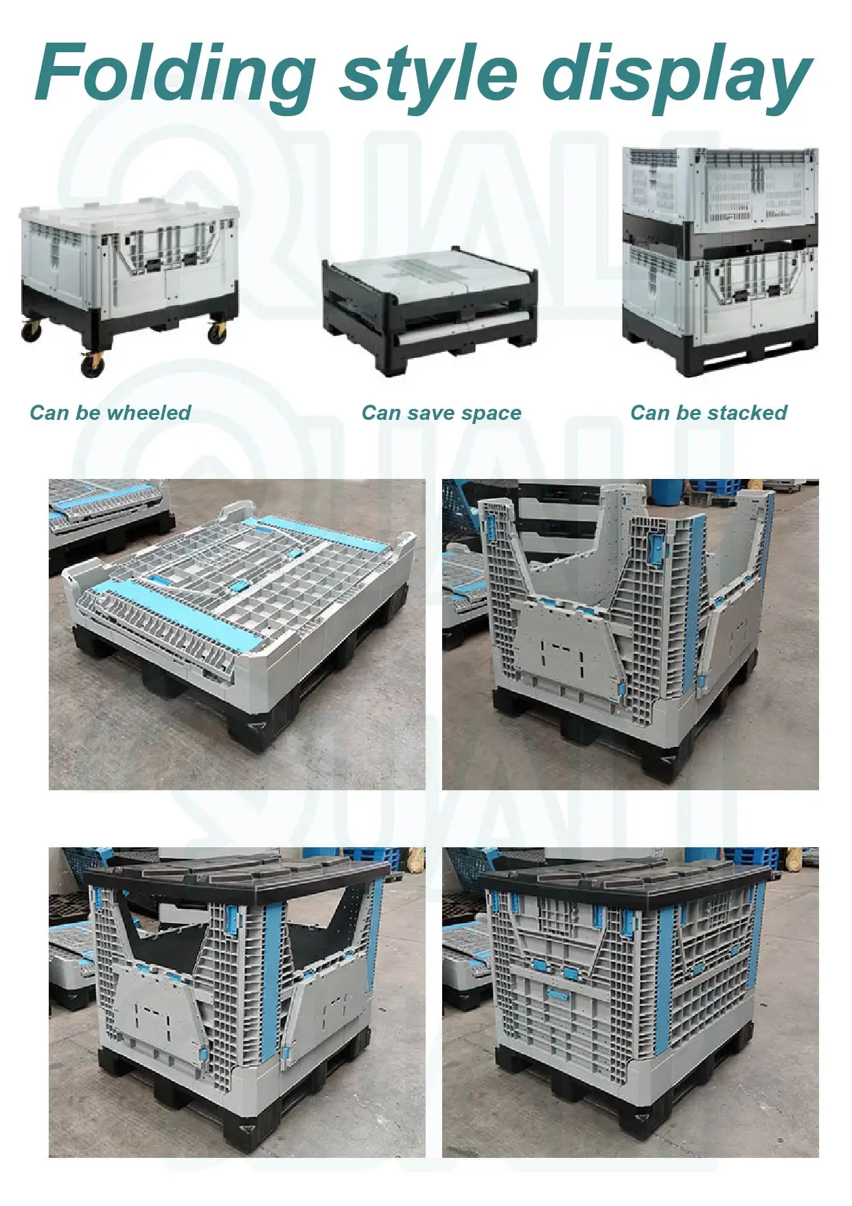 Quali Large Pallet Container Stackable Folding Plastic Pallet Container ...