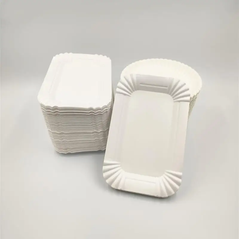 Small Dessert Plates Disposable 6 Inch White Rectangle Compostable ...