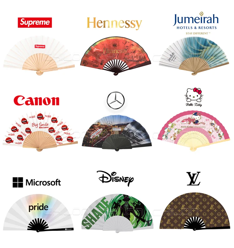 Chilon Advertising Paper Folding Hand Fans Bamboo Skeleton Personalized ...