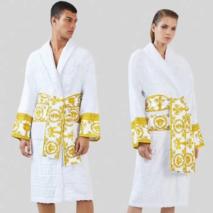 White Luxury Hotel Couple Robe Clothing Jacquard Bathrobes Set Woman ...