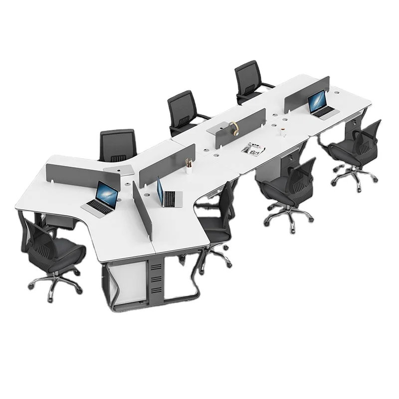 Custom Cabinet Desk Modern Office Staff Room Work Furniture 7 Seats Y ...