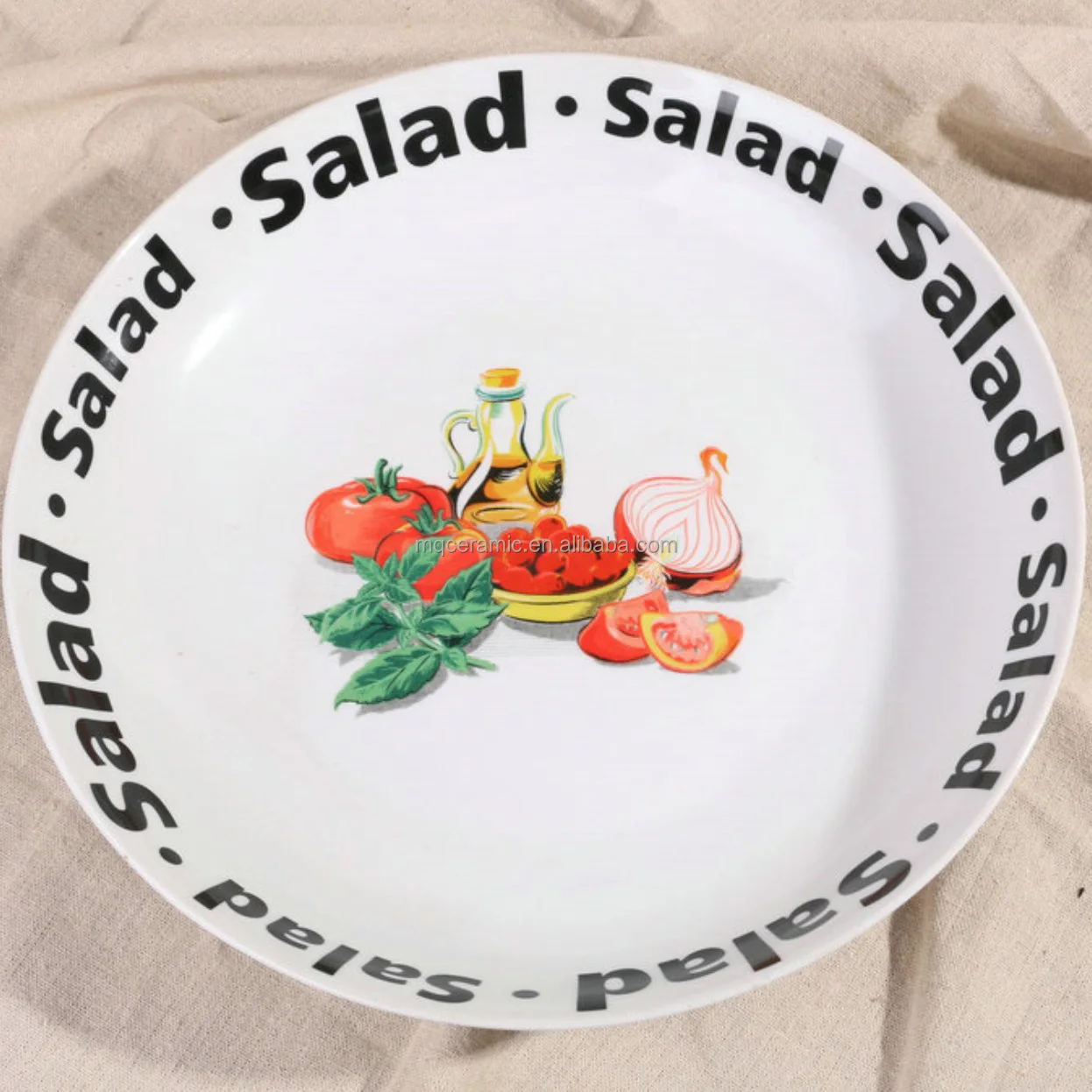Restaurant Kitchen Ceramic Plates Set Porcelain Pasta Salad Plate White ...