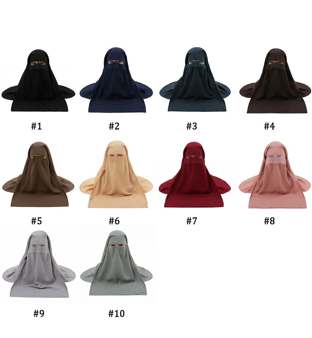 Latest Islamic Niqab Black Muslim Women Two Layer Chiffon Veil Face ...