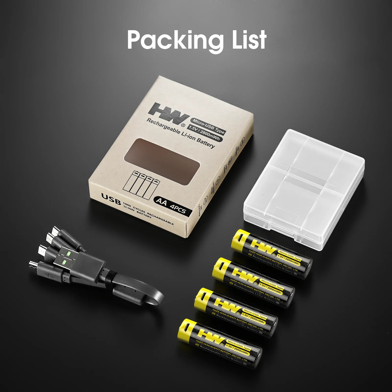 Tiger Head Battery 2800mwh Li-ion Aa Battery Usb Rechargeable Lithium ...