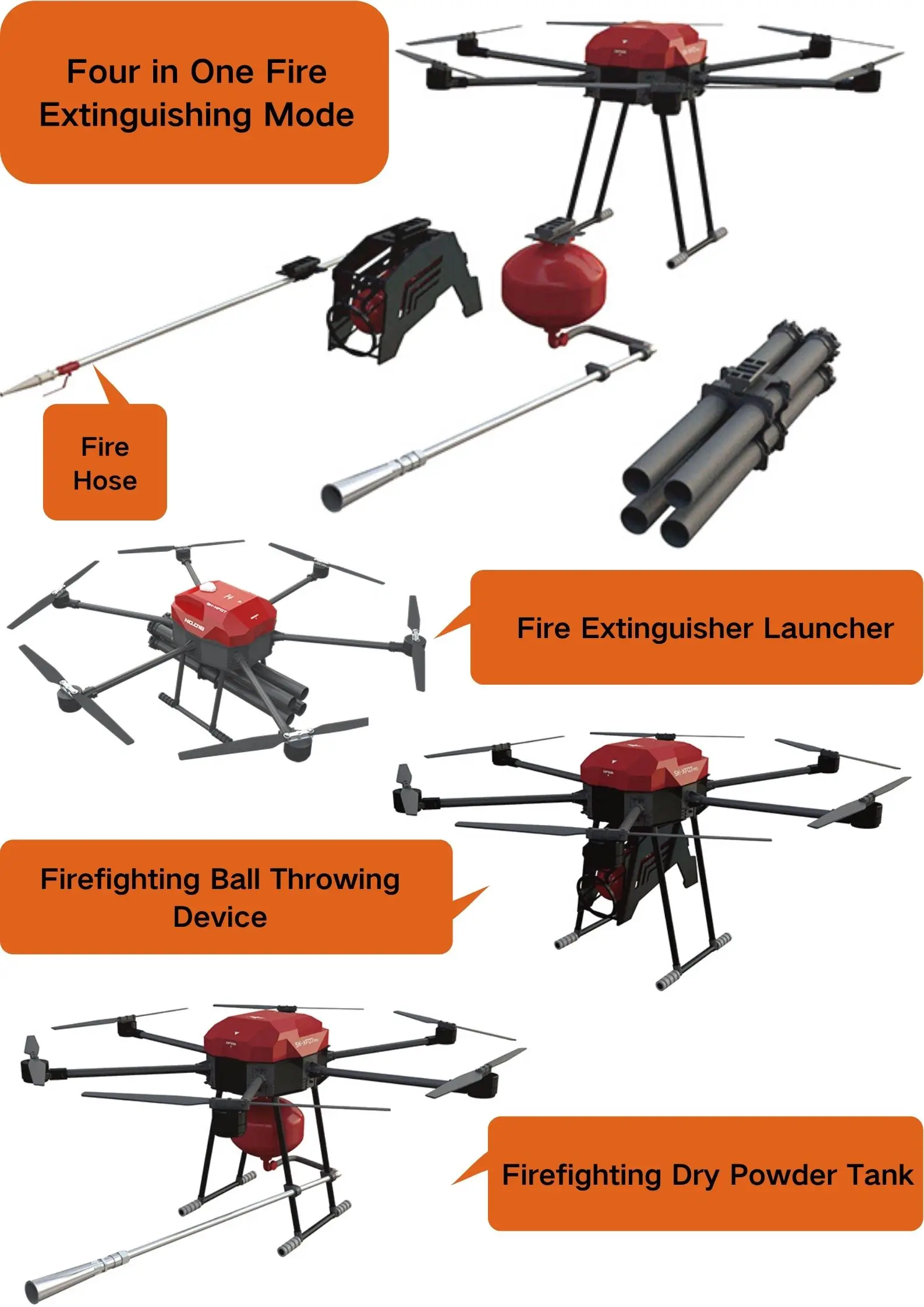 Drone Fire Fighter With Fire Extinguisher Ball Release And Drop Device ...
