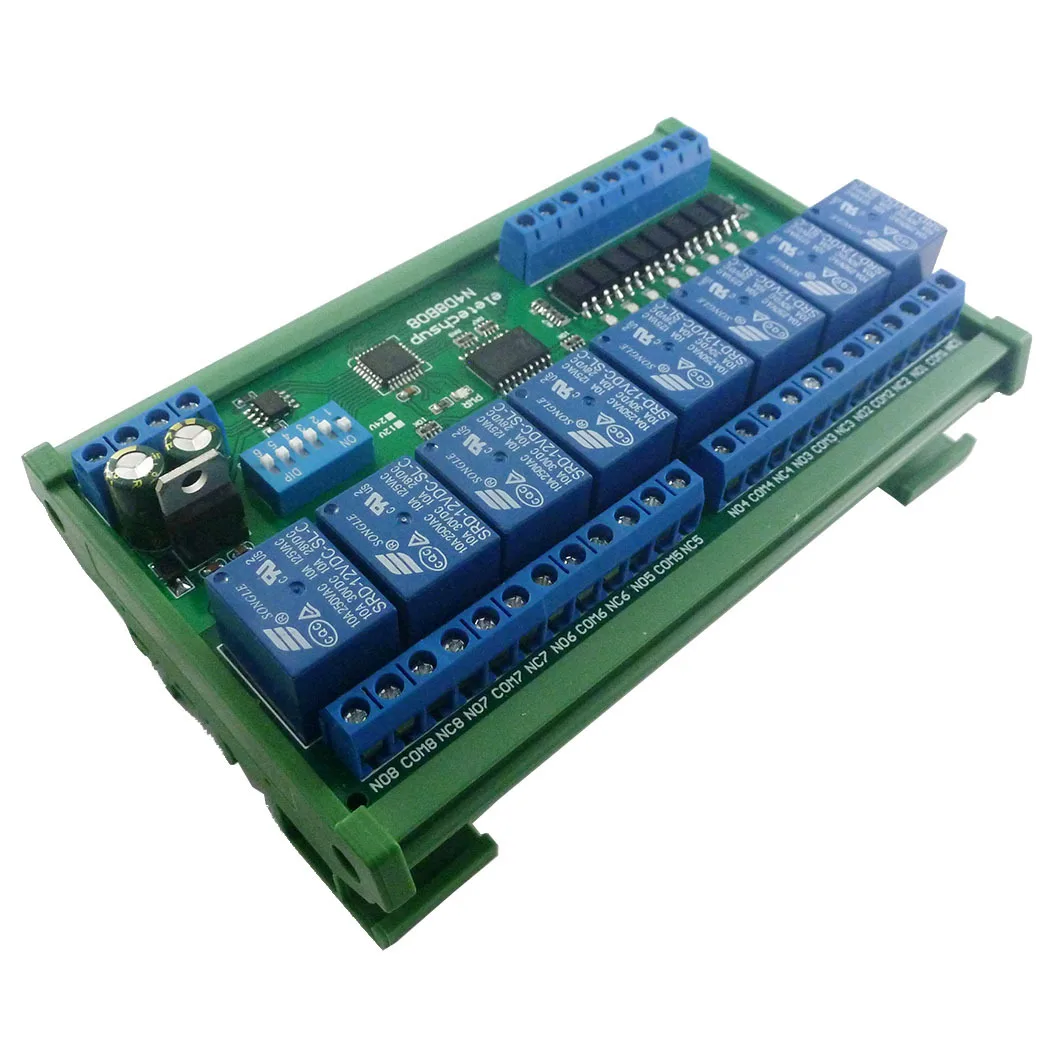8 Input 8 output RS485 relay Modbus RTU Protocol DIN35 track housing ...