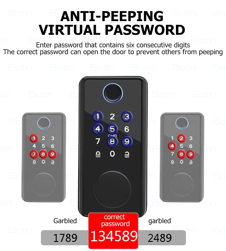 Kadonio Automatic Electronic Smart Wooden Door Lock Fingerprint Card ...