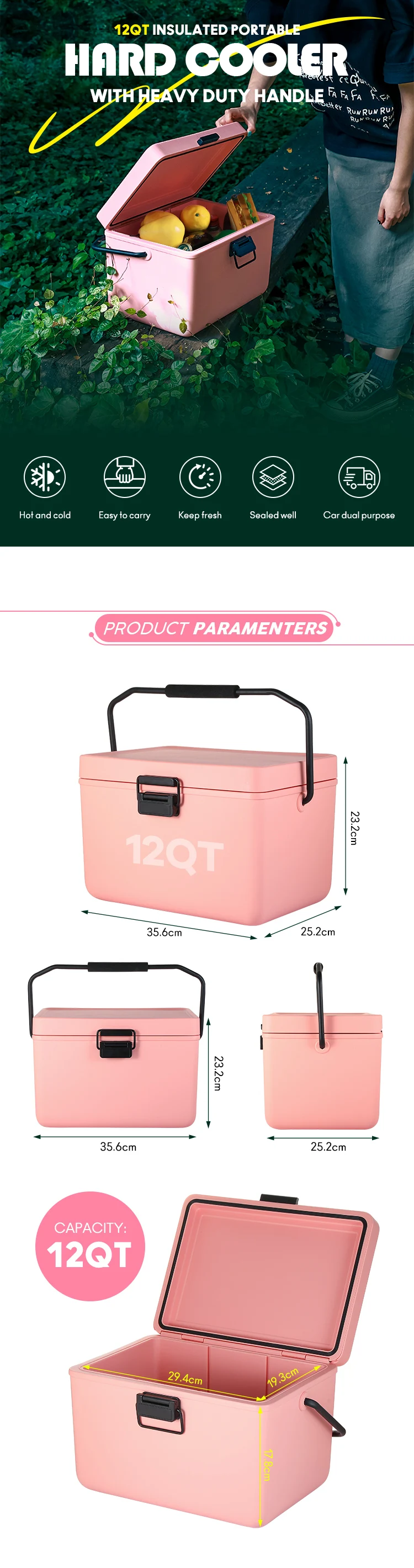 Custom Color And Logo Portable Hard Cooler Insulated Cooler Box 12l For ...