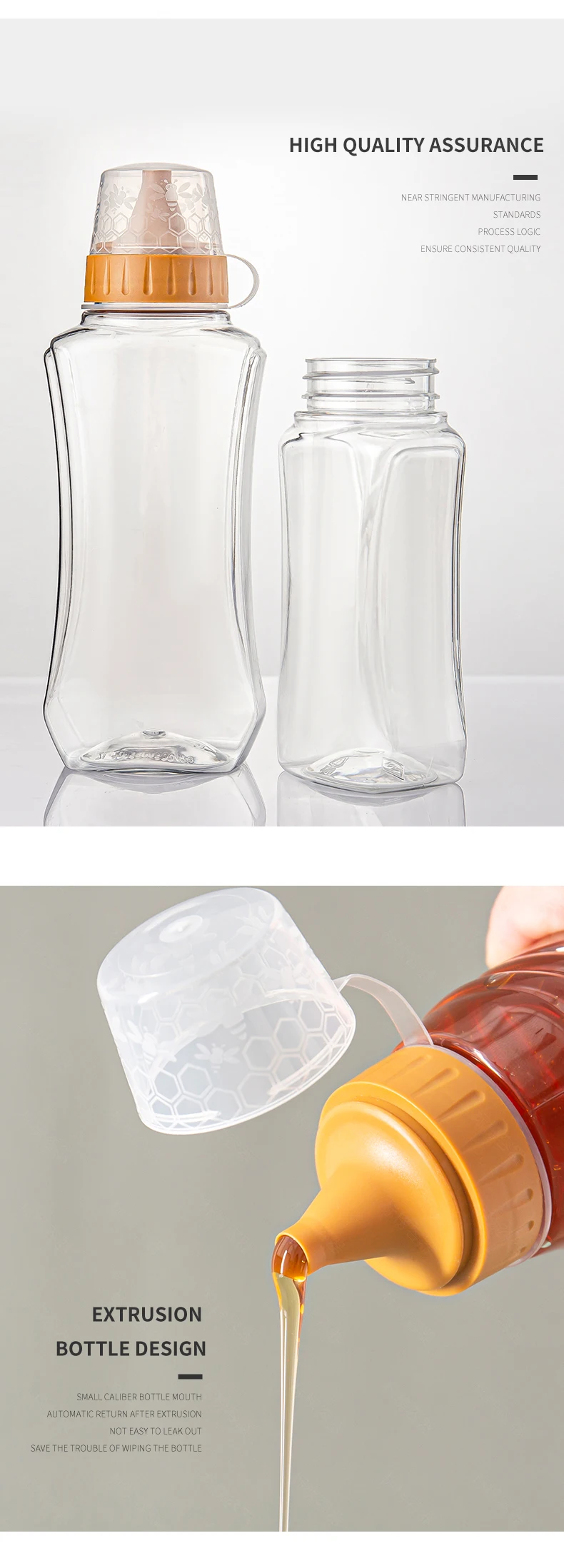 Customized Labeled 500g PET Empty Syrup Plastic Bottle Plastic Squeeze ...