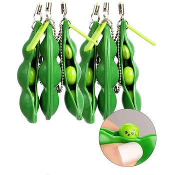 Cute Pea Pods Keychain Soybean Squeeze Fidget Peas Pod Fidget Bean ...