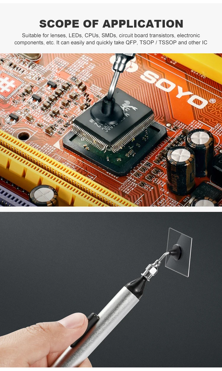 Antistatic IC Vacuum Suction Pen with 3 Suction Headers