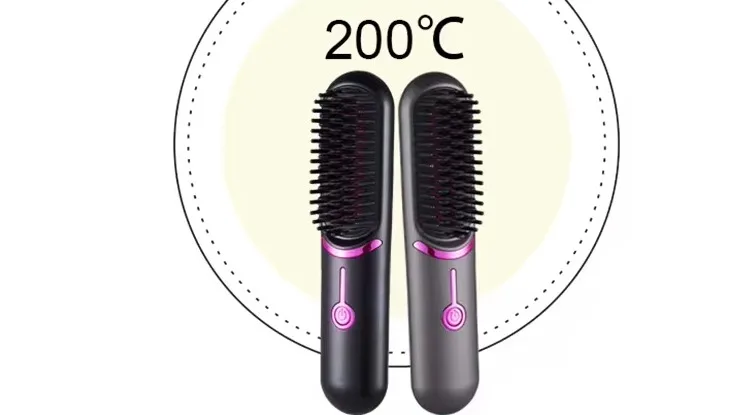 Wireless Electric Hot Comb Cordless Hair Straightener Brush Hot Comb ...