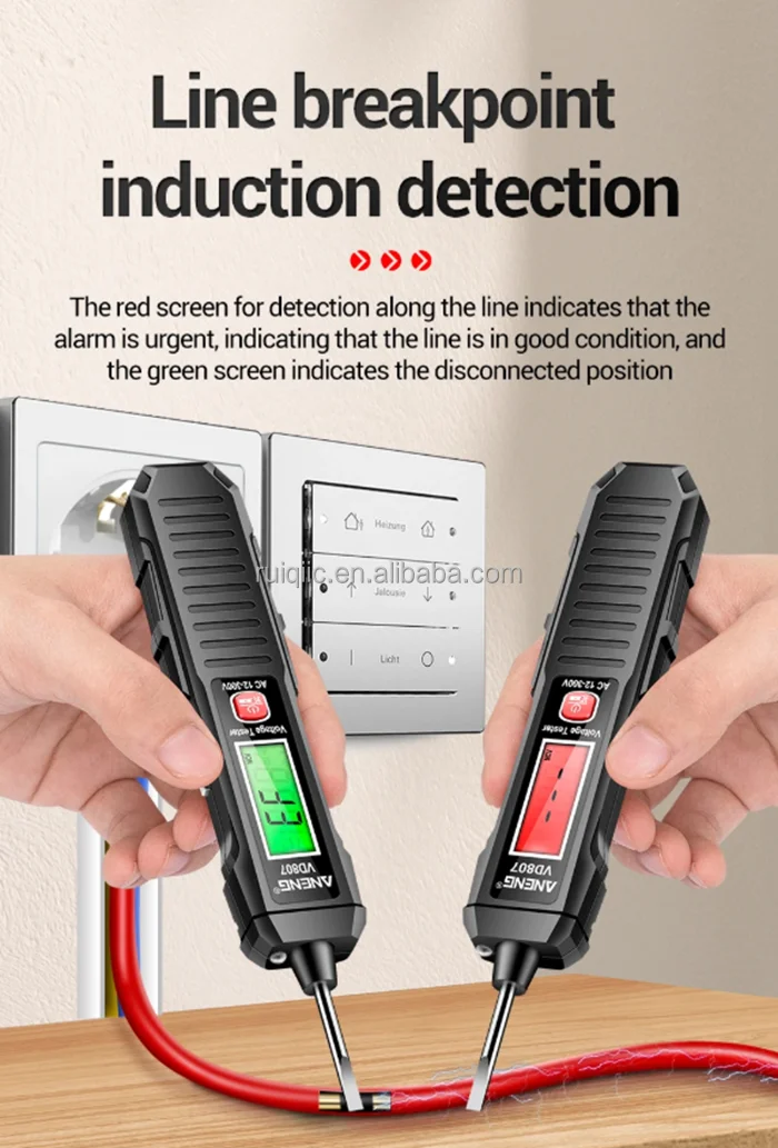 VD807 Digital Voltage Detectors Electric Tester Pen AC 24-300V Portable ...