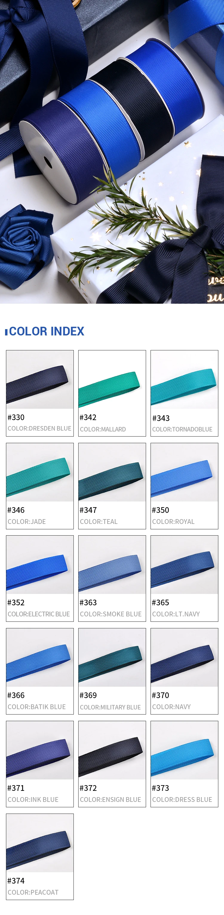 YAMA Factory 196 Colors - Stocked Polyester Grosgrain Ribbons