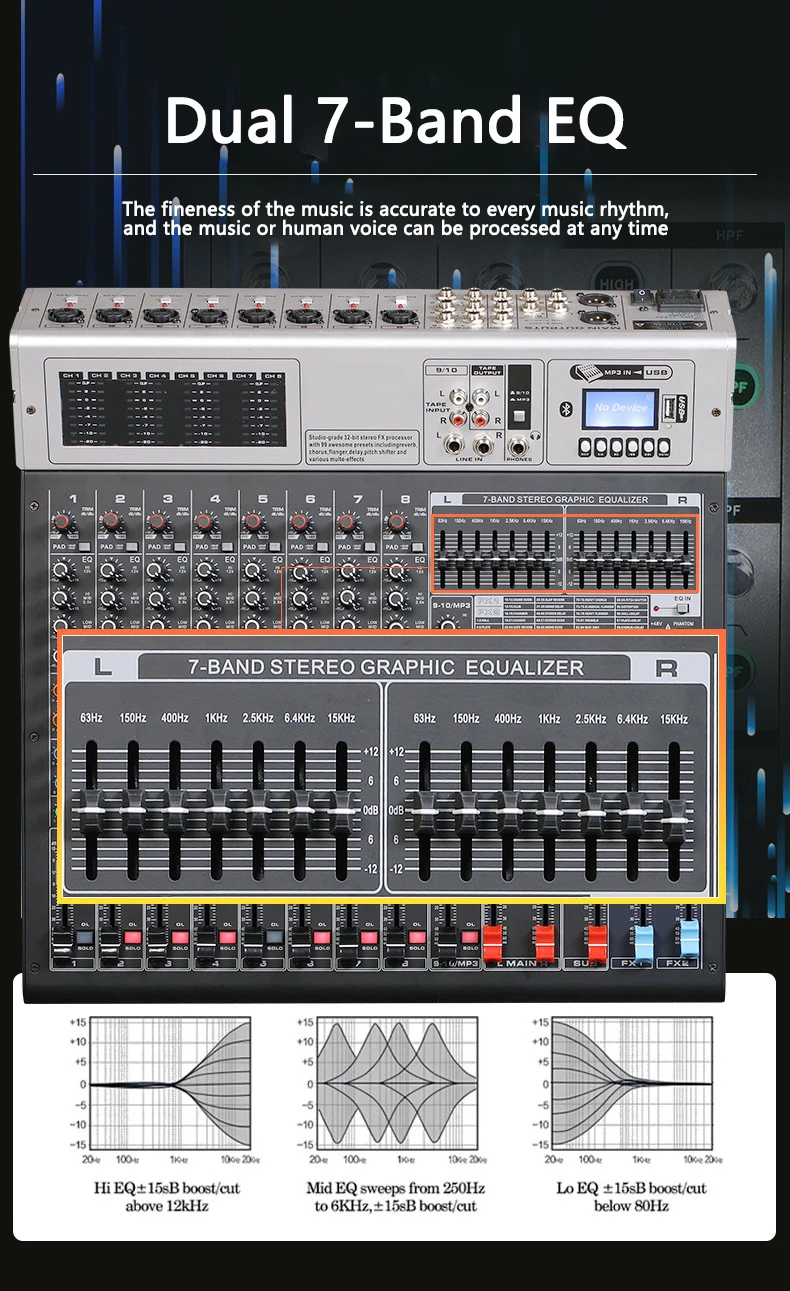 GAX-GBA18 18 Channel Reverb Mixer - LED Screen & MP3 Support