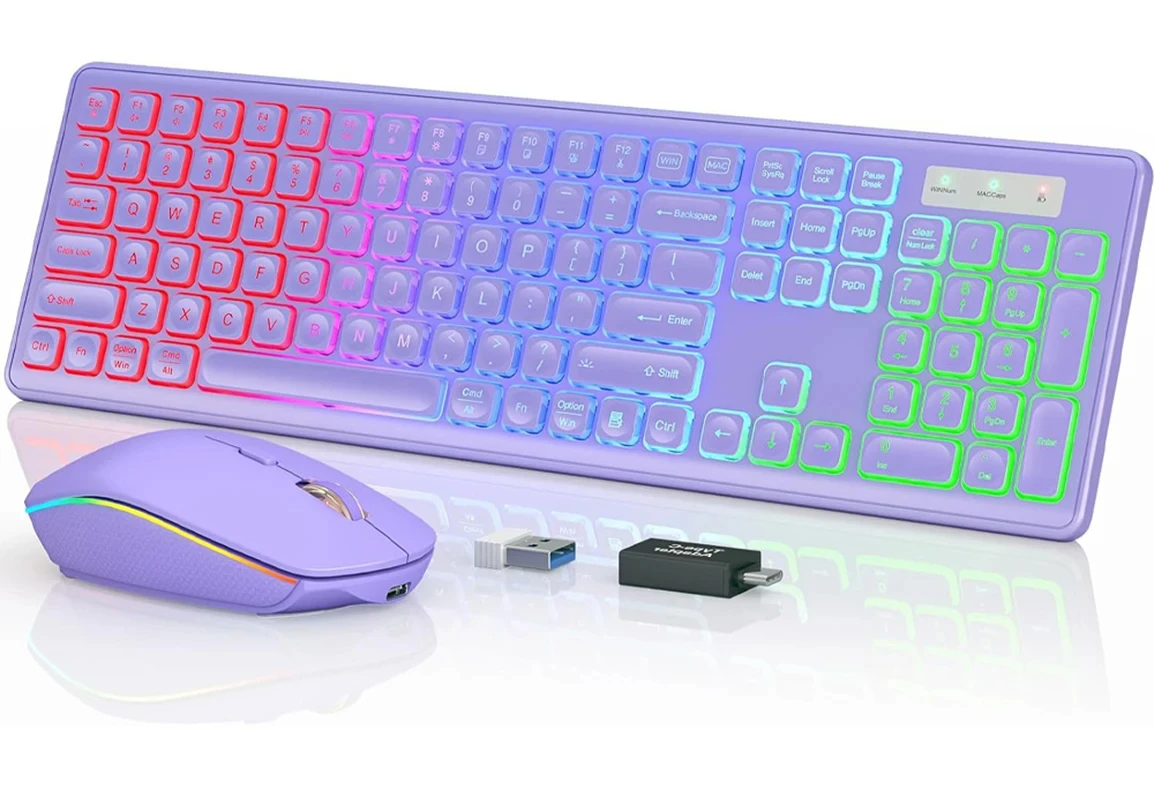 Backlit Ergonomic Wireless Keyboard & Mouse Combo, Rechargeable