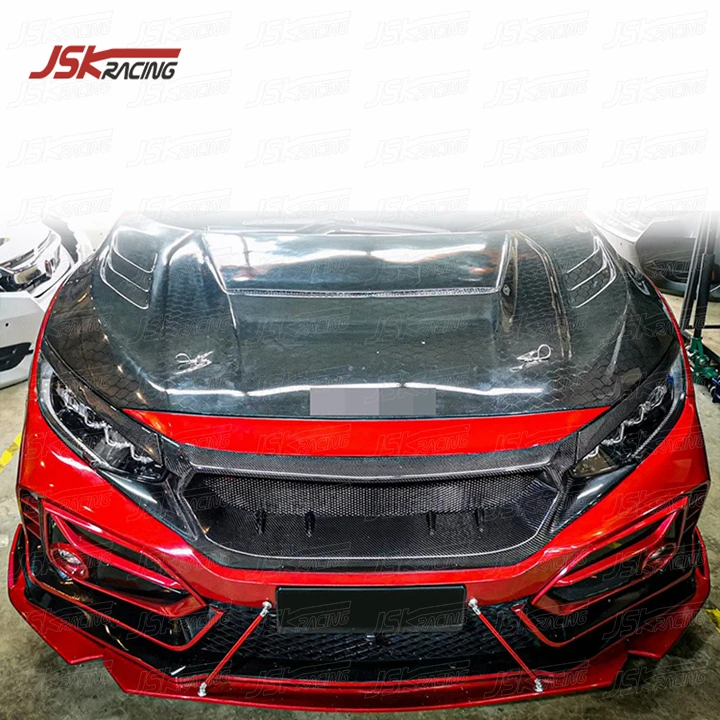 Js Style Carbon Fiber Front Grille For 2018-2021 Honda Civic Type-r Fk8 ...
