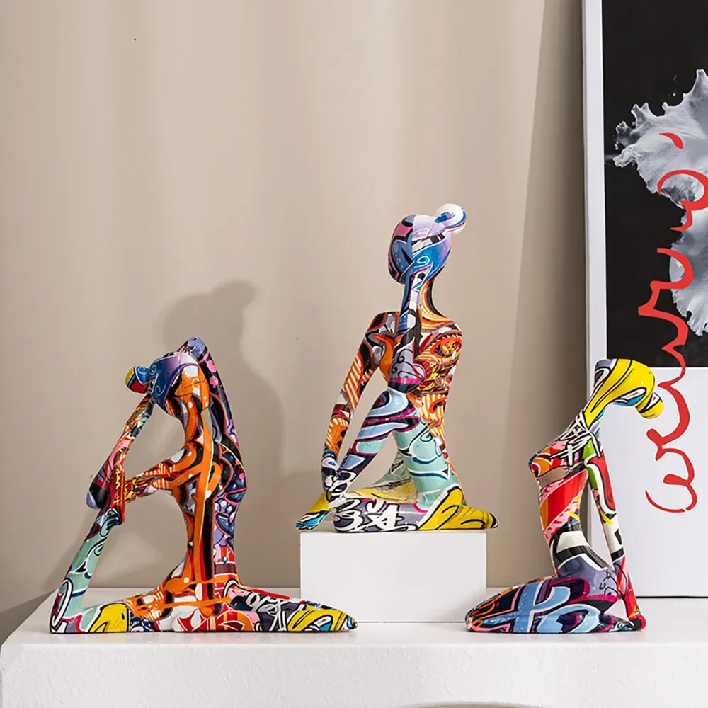 Painted Figure Figurines Modern Home Decoration Resin Sculpture ...