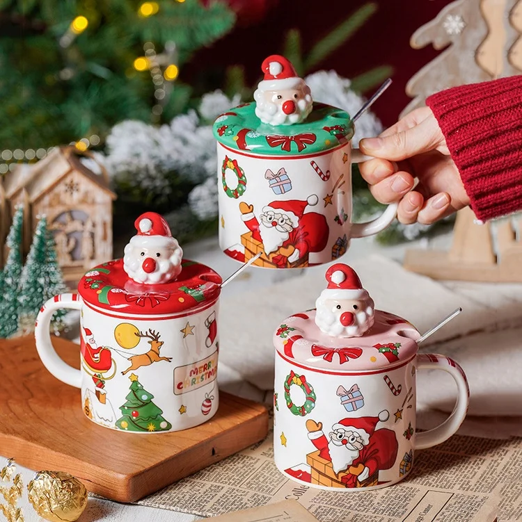 Decorative Ceramic Christmas Coffee Cups Novelty 3D Santa Claus Mugs ...