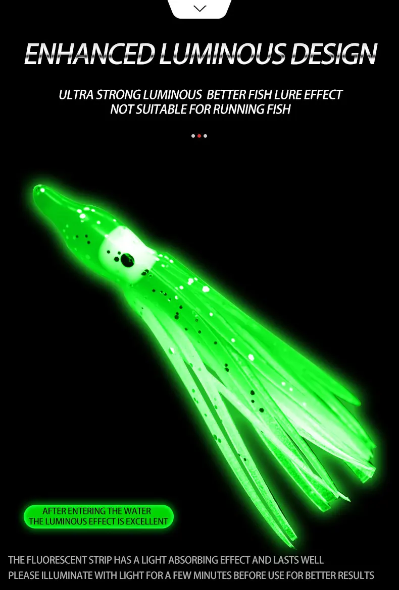 100pcs/bag Octopus Squid Skirt Lures - Luminous Soft Bait