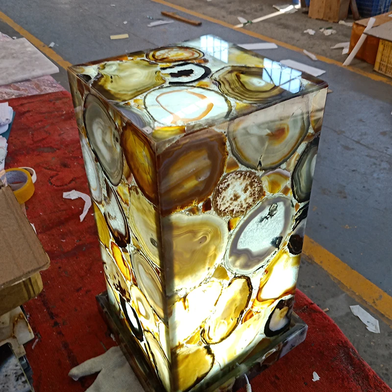 Custom Size Gemstone Geode Onyx Agate Lamp for Living Room/shop Decoration