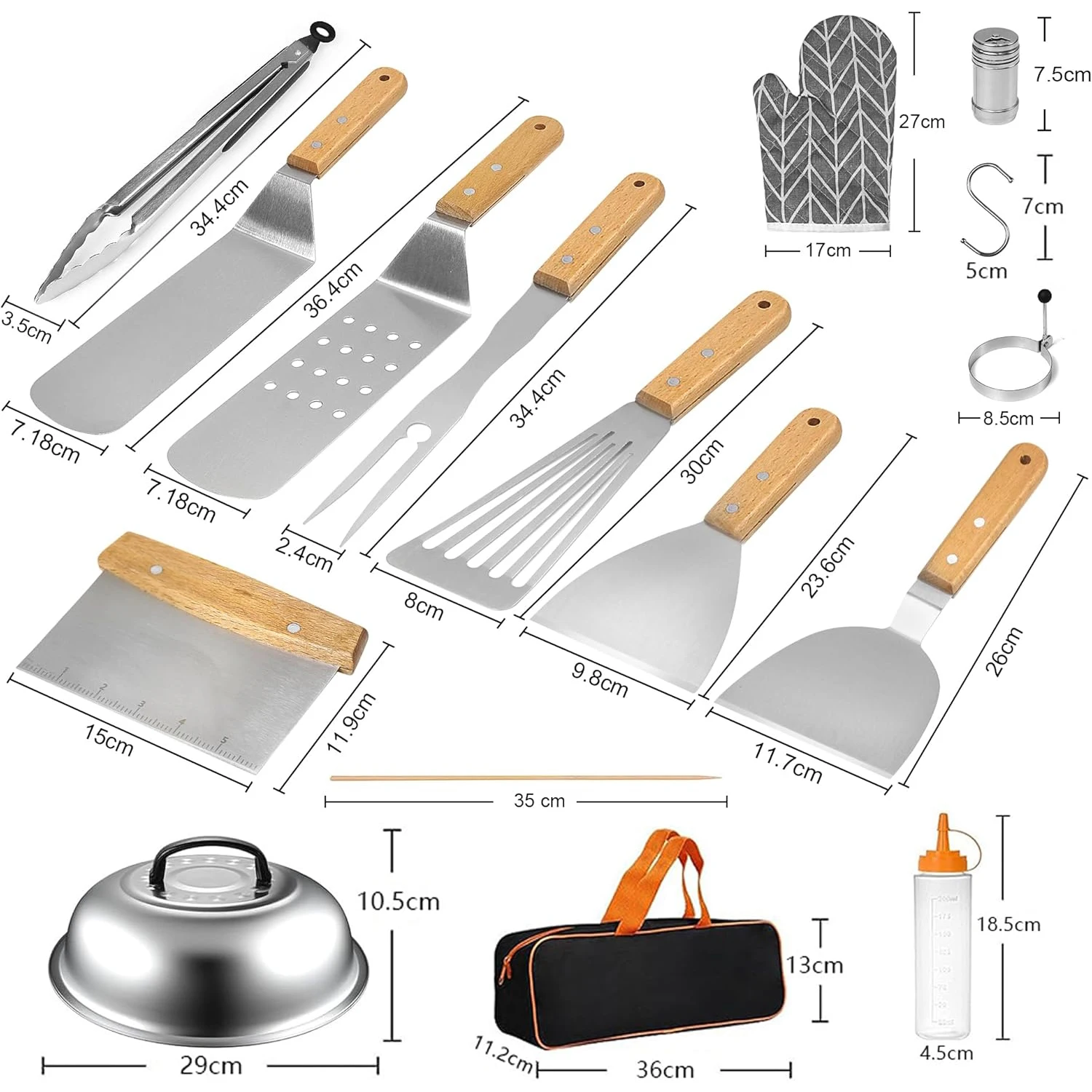 Hot Sale Stainless Steel Outdoor Barbecue Tools Set Teppanyaki Spatula ...