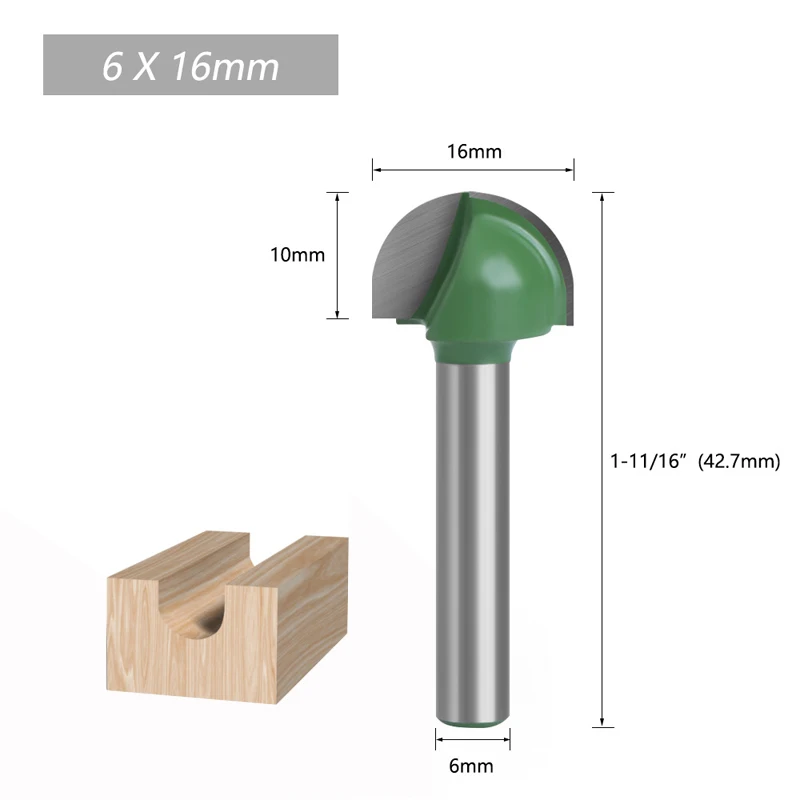 6mm Shank 4 Piece Set Green Cove Box Bit Classical Plunge Rounding Over ...