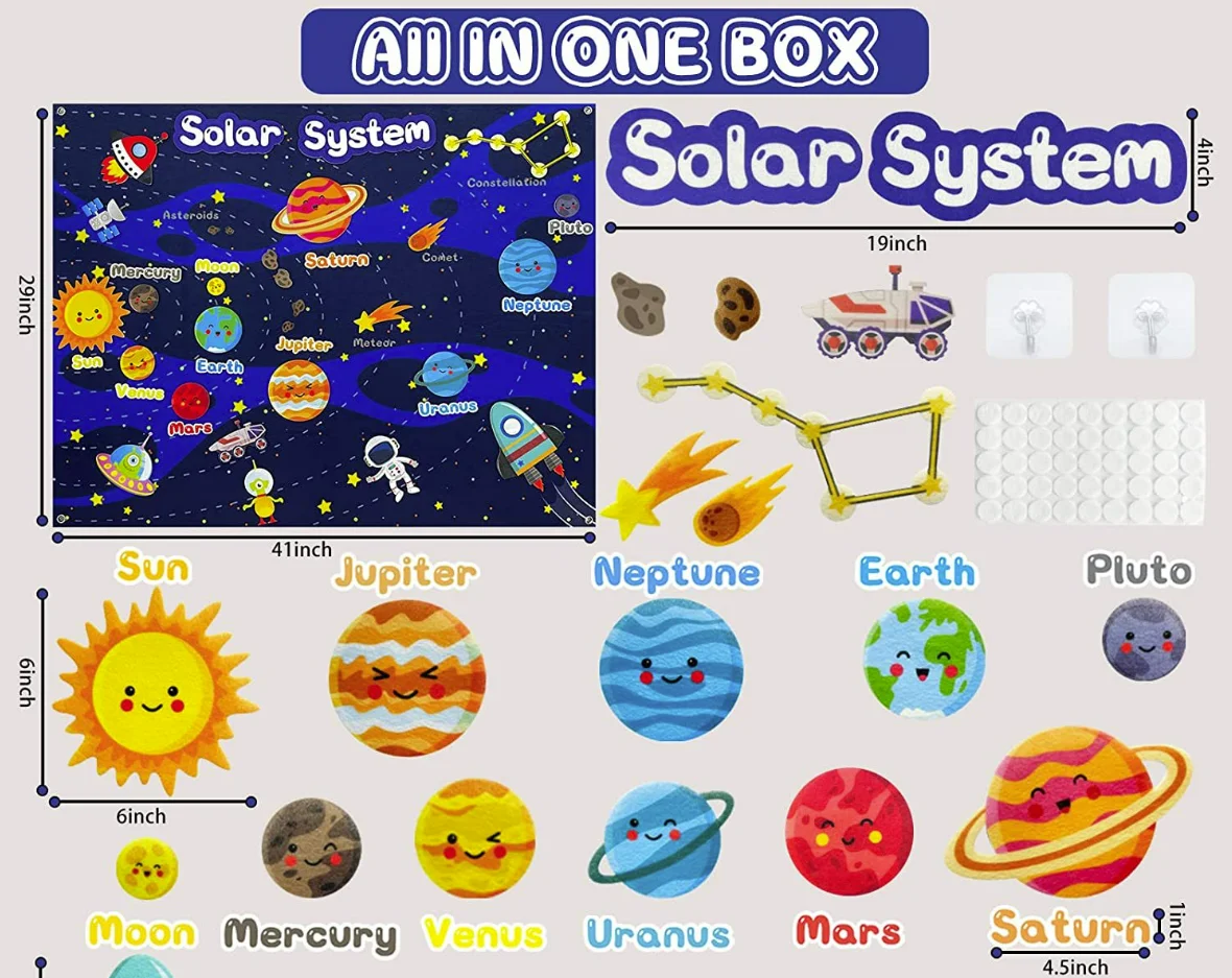 Outer Space Felt Story Board Set 3.5 Ft 44 Pcs Solar System Universe ...