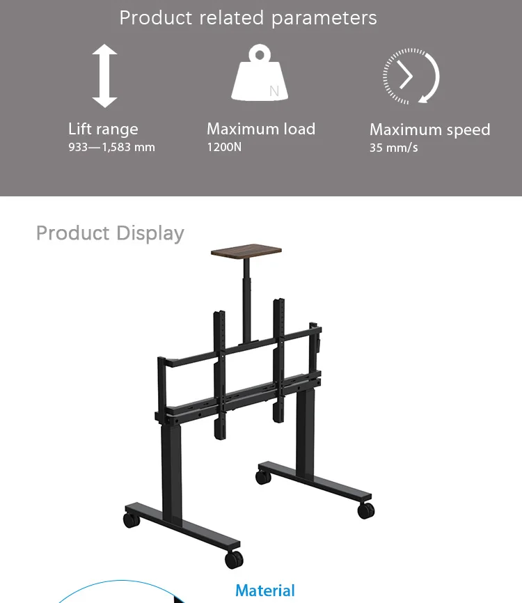 Height Adjustable Tv Lifting Rack With Movable Base Tv Stand Lift For ...